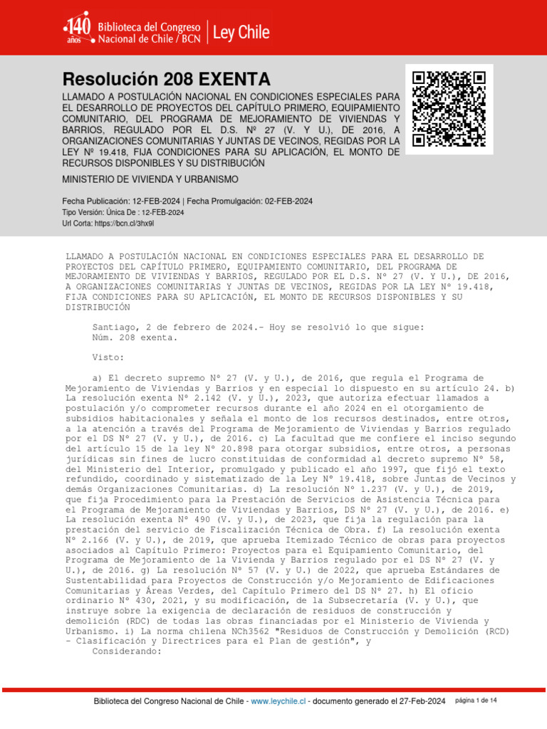 Res 208 Exenta - 12 Feb 2024 | PDF | Documento de identidad | Chile