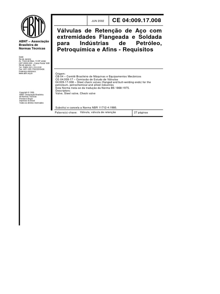 BS 1868 | PDF | Válvula | Corrosão