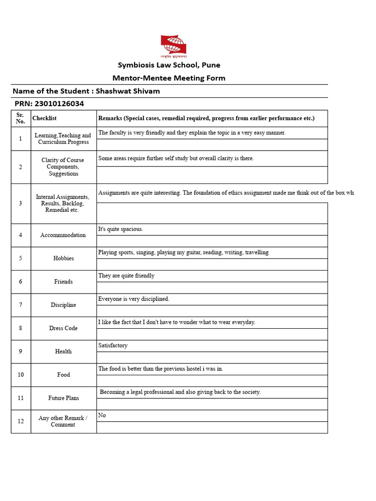 Mentee Form 2023.xlsx - Form | PDF