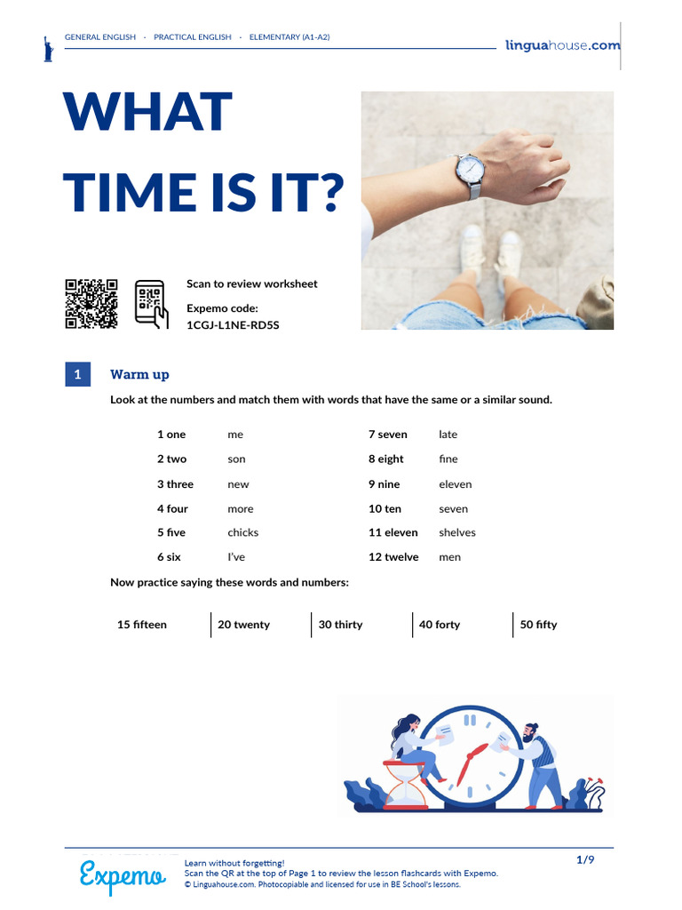Learn to Tell Time: A1-A2 English Guide | PDF | Homework | Linguistics
