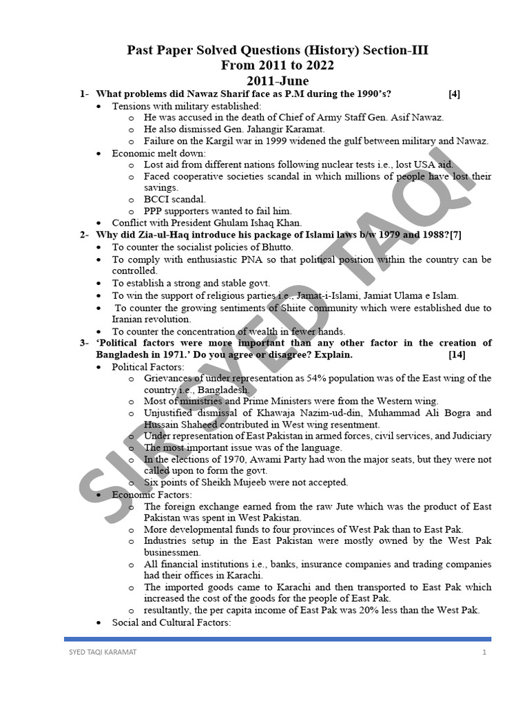 Past Paper Section III | PDF | Afghanistan–Pakistan Relations | Pakistan