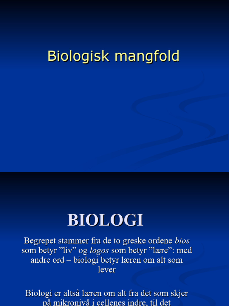 Bi1 Kap 1 Biologisk Mangfold | PDF