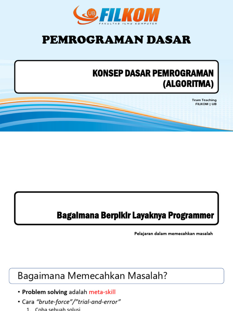 02 Konsep Dasar Pemrograman (Algoritme) - 2020 | PDF
