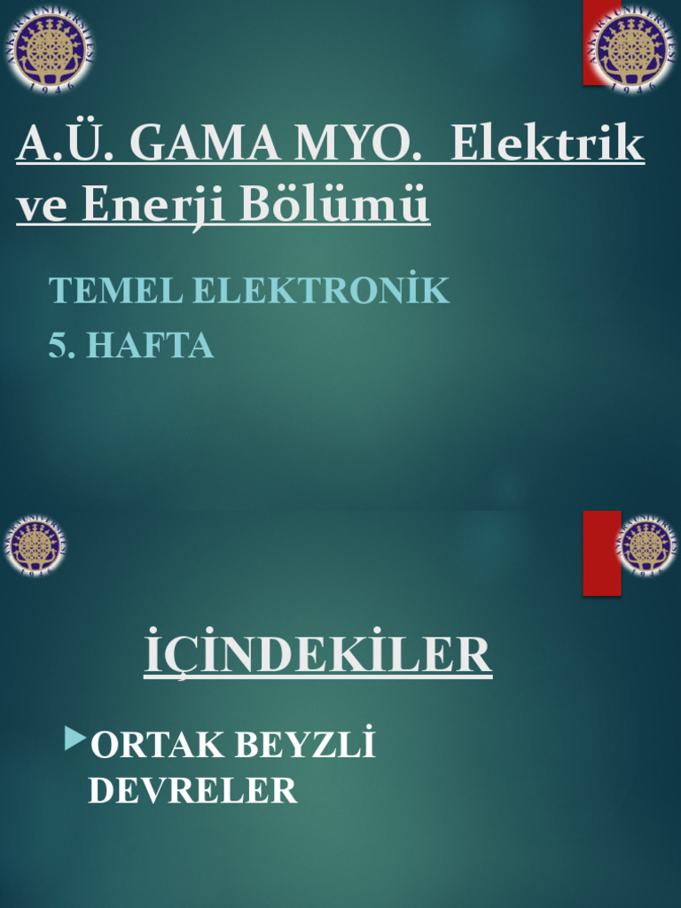 Temel Elektroni̇k Sunum 5. Hafta | PDF