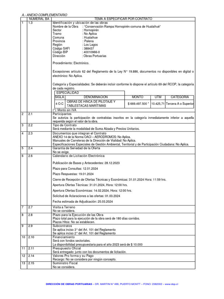 Anexo Complementario Hornopiren | PDF | Índice de precios al consumidor | Póliza de seguros