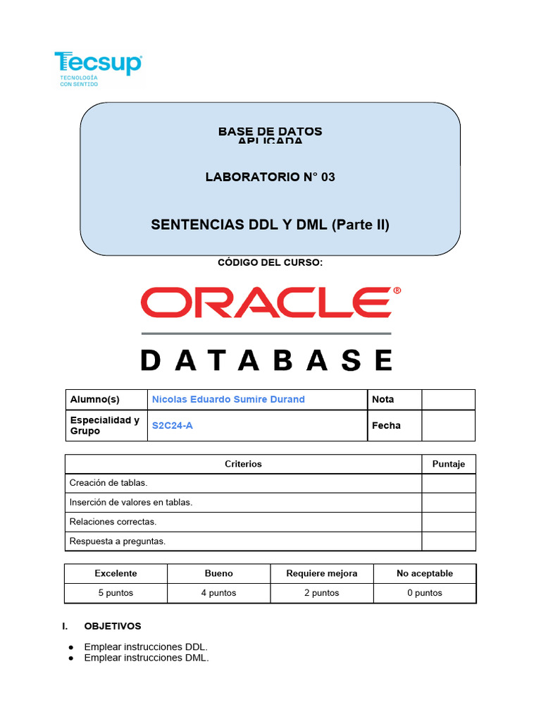 Laboratorio SQL: DDL y DML en Bases de Datos | PDF | SQL | Bases de datos