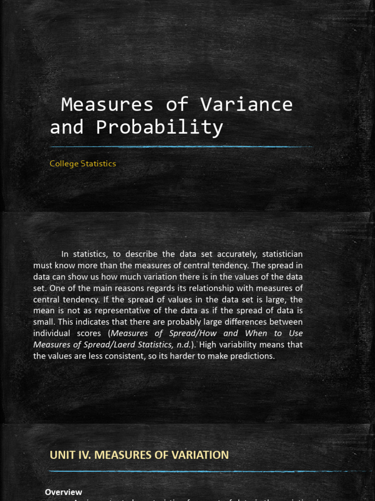 Measures of Variance and Probability | Download Free PDF | Probability | Statistics