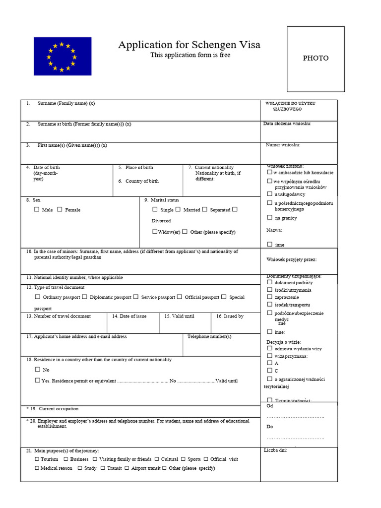 Schengen Application Form 2022 | PDF | Travel Visa | Justice