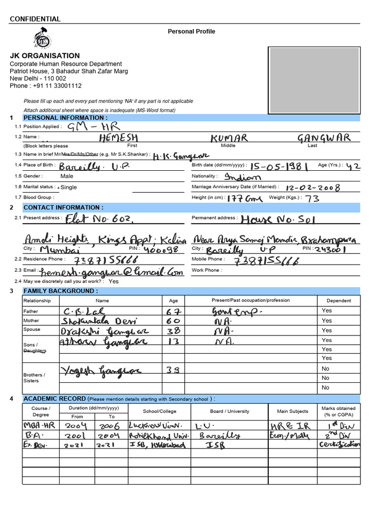 JK Organisation Employment Form (1)_240308_124423 (2) | PDF | Salary ...