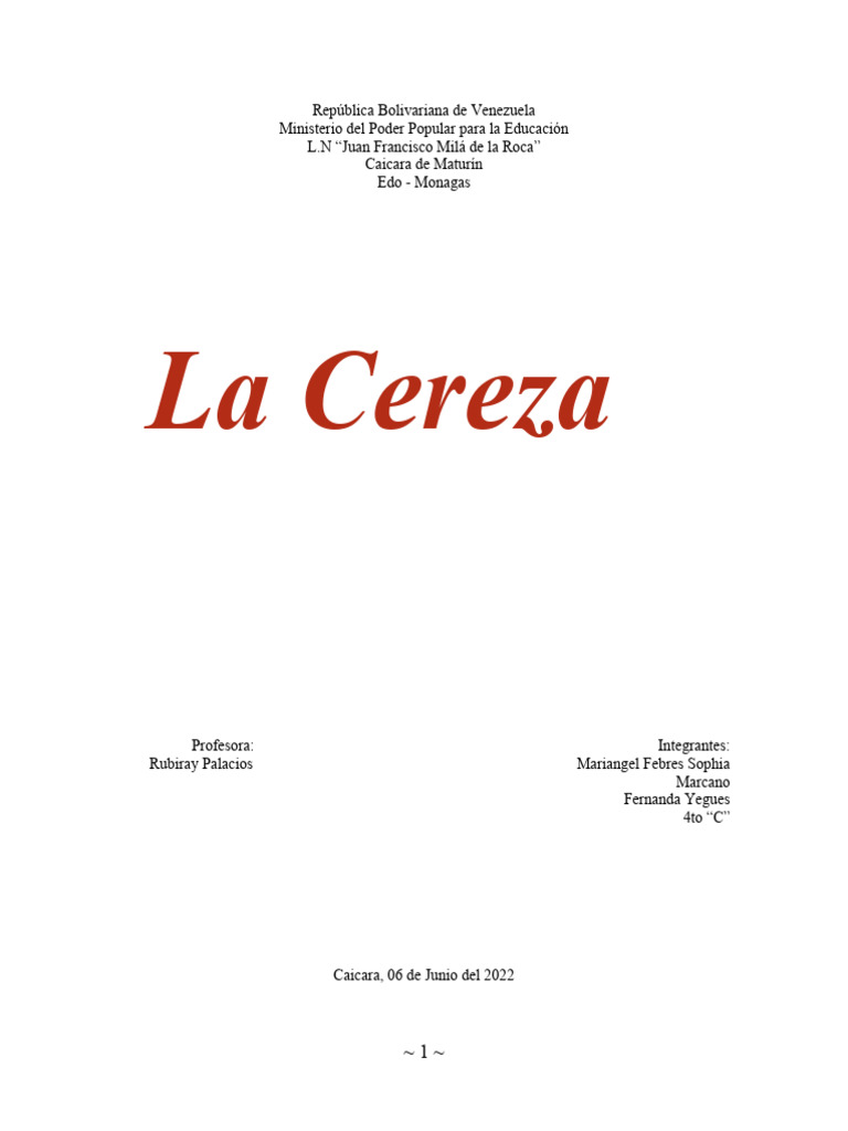 La Cereza | PDF | Cereza | Fruta