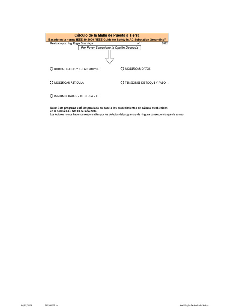 Matriz Calculo SPT IEEE80 2000 | PDF | Resistencia Eléctrica y ...