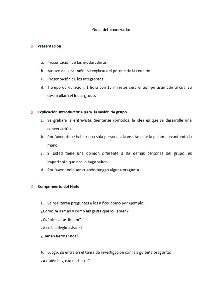 Guía del moderador | PDF