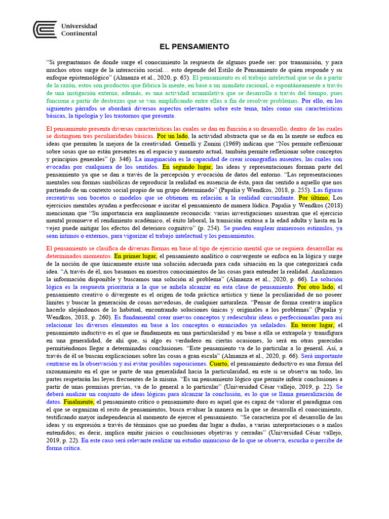 Redaccion Final | Descargar gratis PDF | Pensamiento | Mente