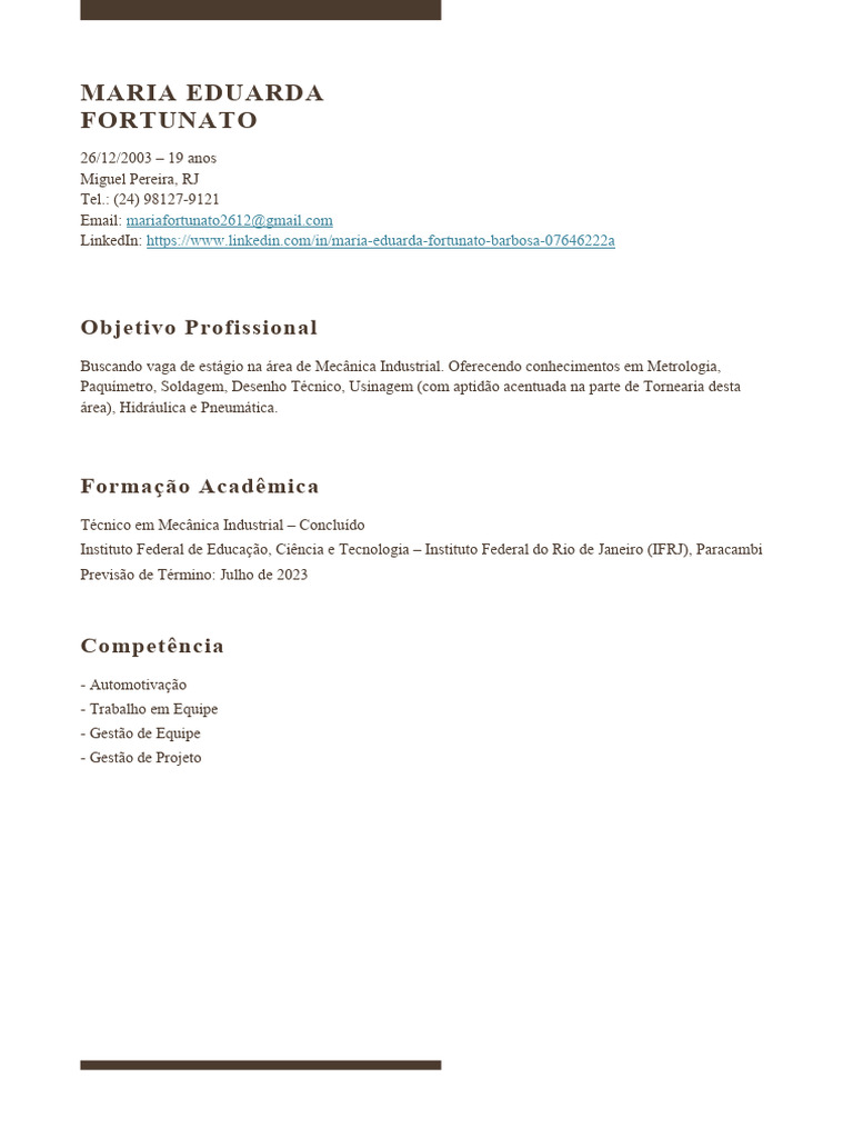 CV - Maria Eduarda Fortunato | PDF