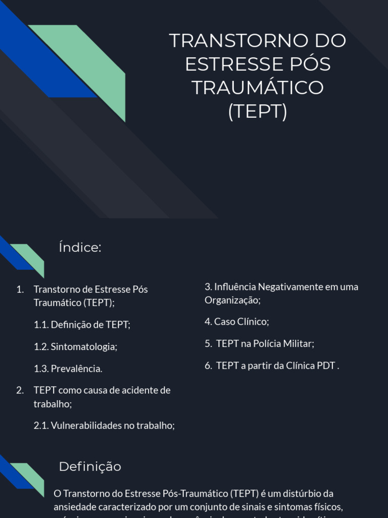 Transtorno Do Estresse Pós Traumático (Tept) | PDF | Trauma psicológico ...