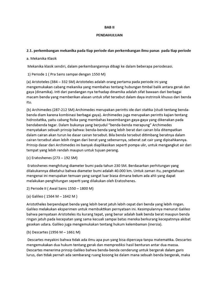 Perkembangan Mekanika Dan Thermo Dinamika | PDF