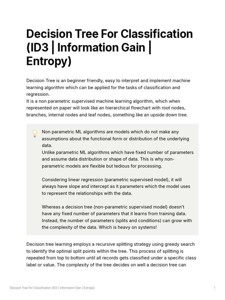 Decision Tree For Classification (ID3 Information Gain Entropy) | PDF | Applied Mathematics ...