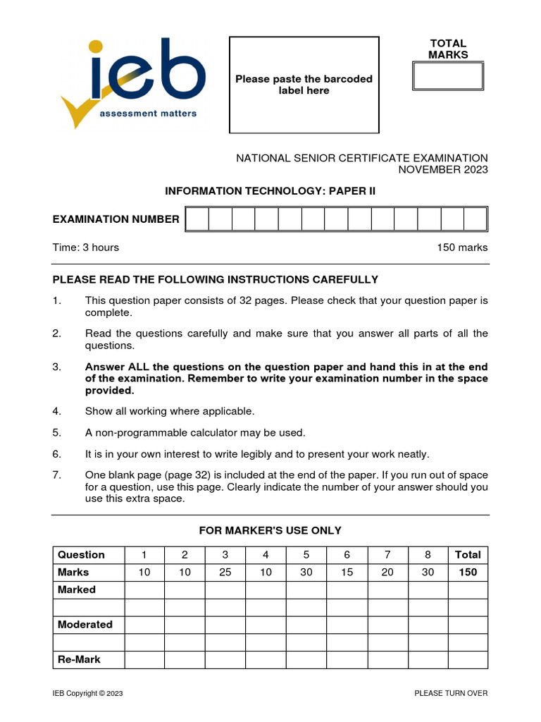 NSC Information Technology P2 2023 | PDF | Computer Network | Computer Data Storage