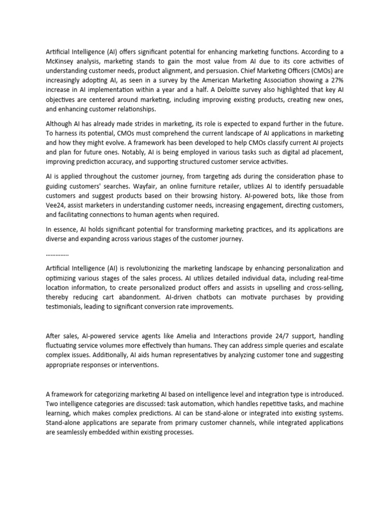 AI Enhancing Marketing Functions | PDF | Artificial Intelligence ... AI Enhancing Marketing Functions | PDF | Artificial Intelligence ...