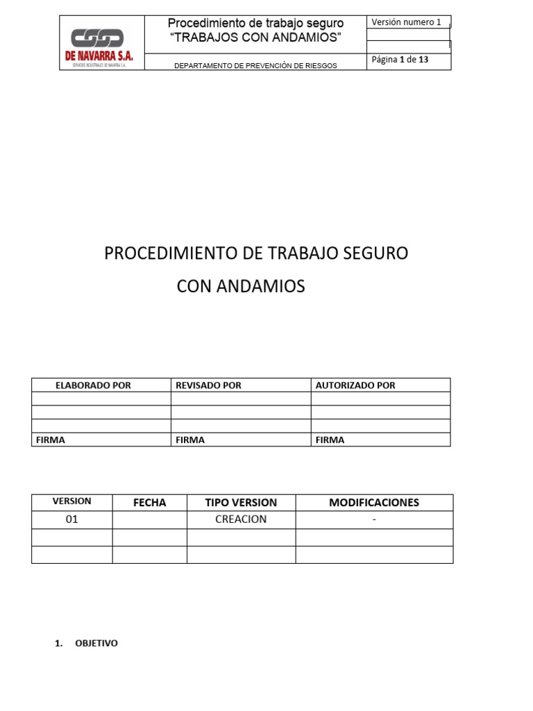 PTS Con Andamios | PDF | Andamio