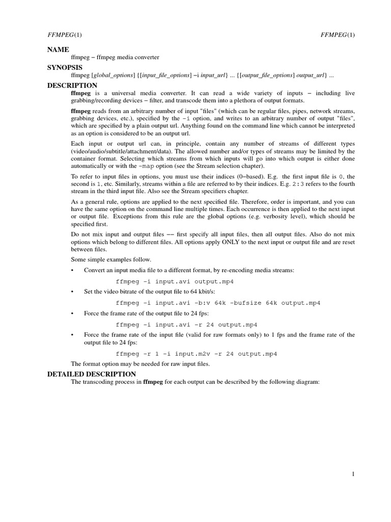 Man Ffmpeg | PDF | Codec | Streaming Media