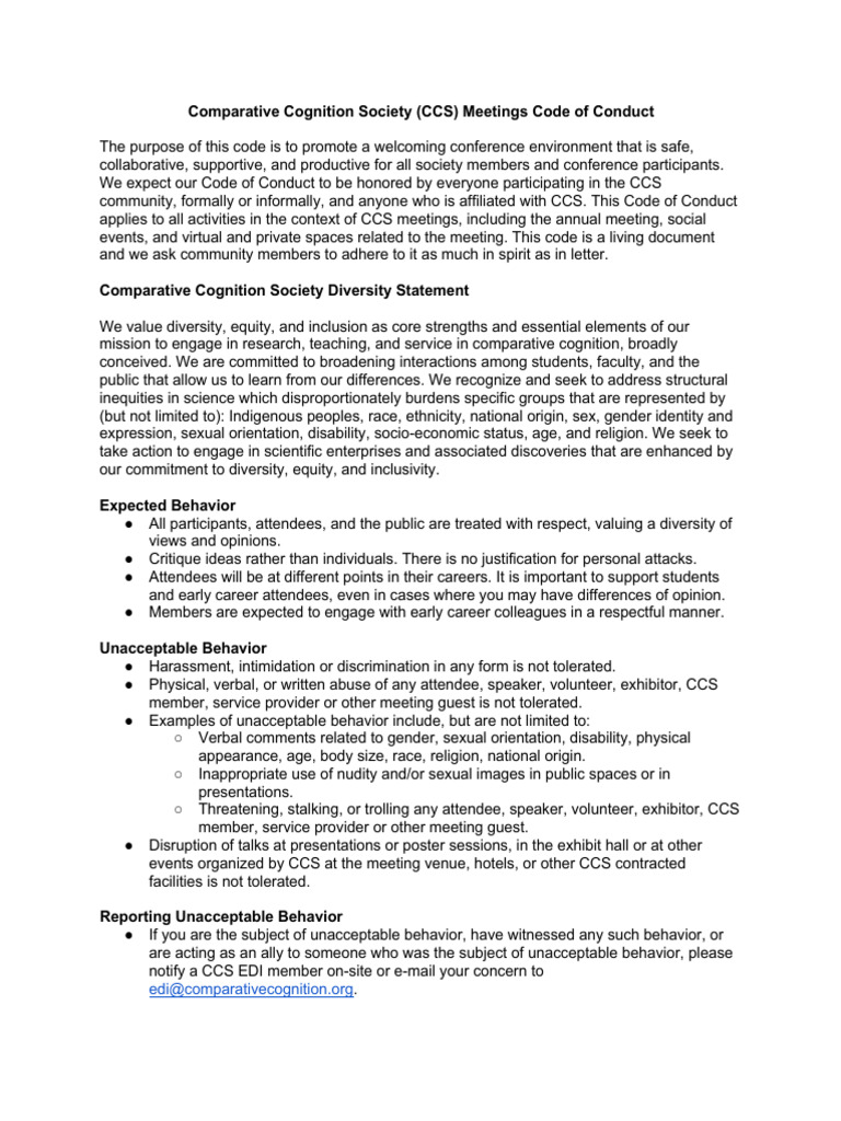 Ccs Code of Conduct Oct-2022 | PDF | Harassment | Social Psychology