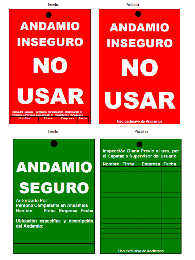 Tarjeta de Andamios Rojo y Verde | PDF