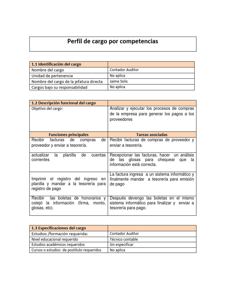 Perfil de Cargo Por Competencias Final | PDF | Contador | Business