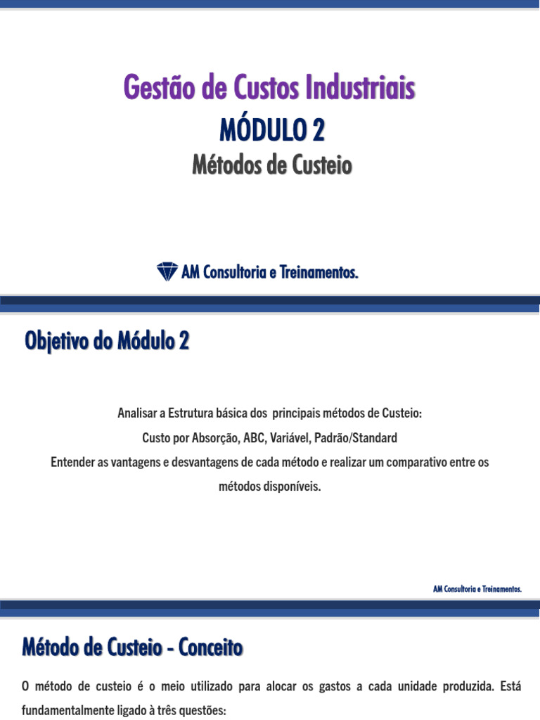 Módulo 2 - Métodos de Custeio | PDF | Despesa | Contabilidade