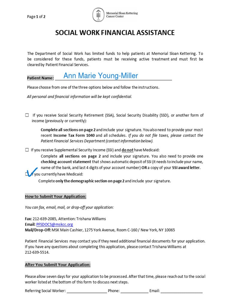 2024 SW Financial Assistance Application English Fillable | PDF ...