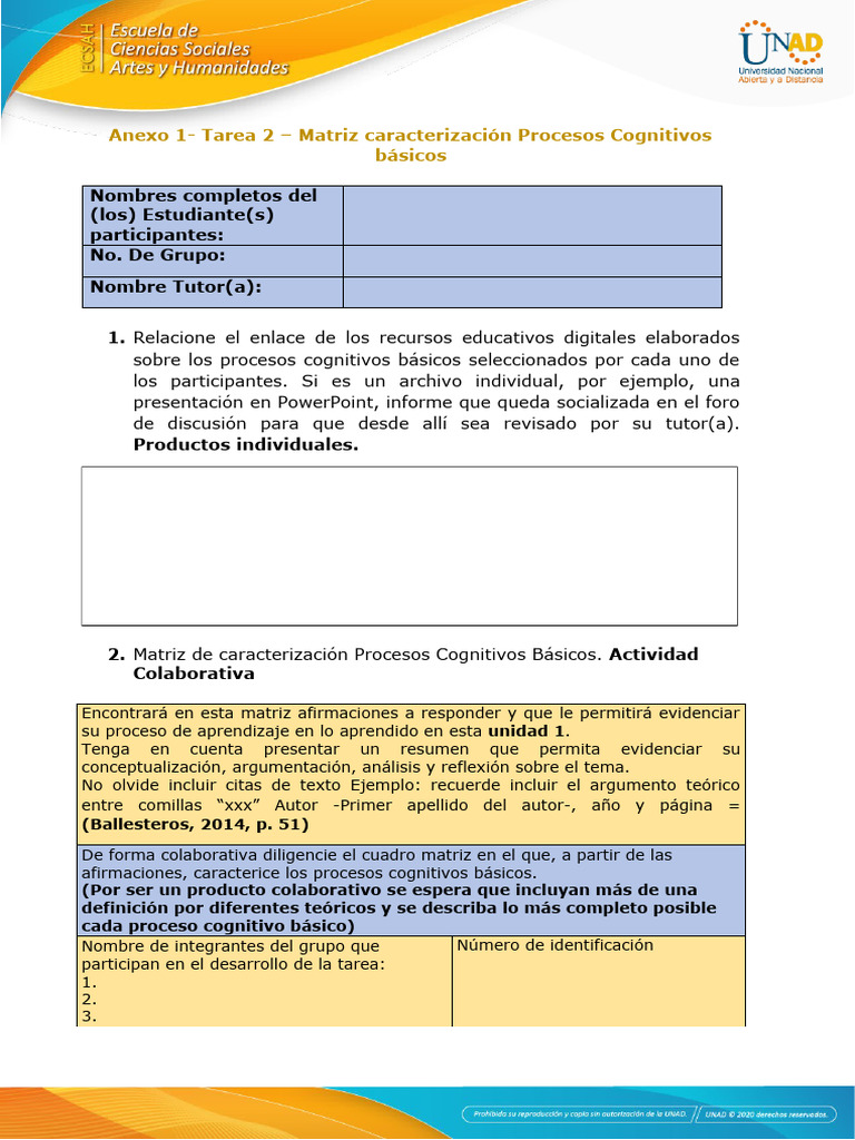Matriz de Procesos Cognitivos Básicos | PDF | Cerebro | Percepción