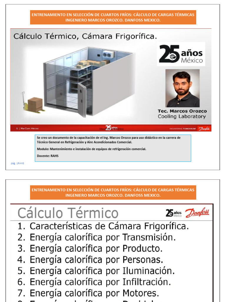 Calculo de Carga Termica en Cuarto Frio para Supercomercio | PDF ...