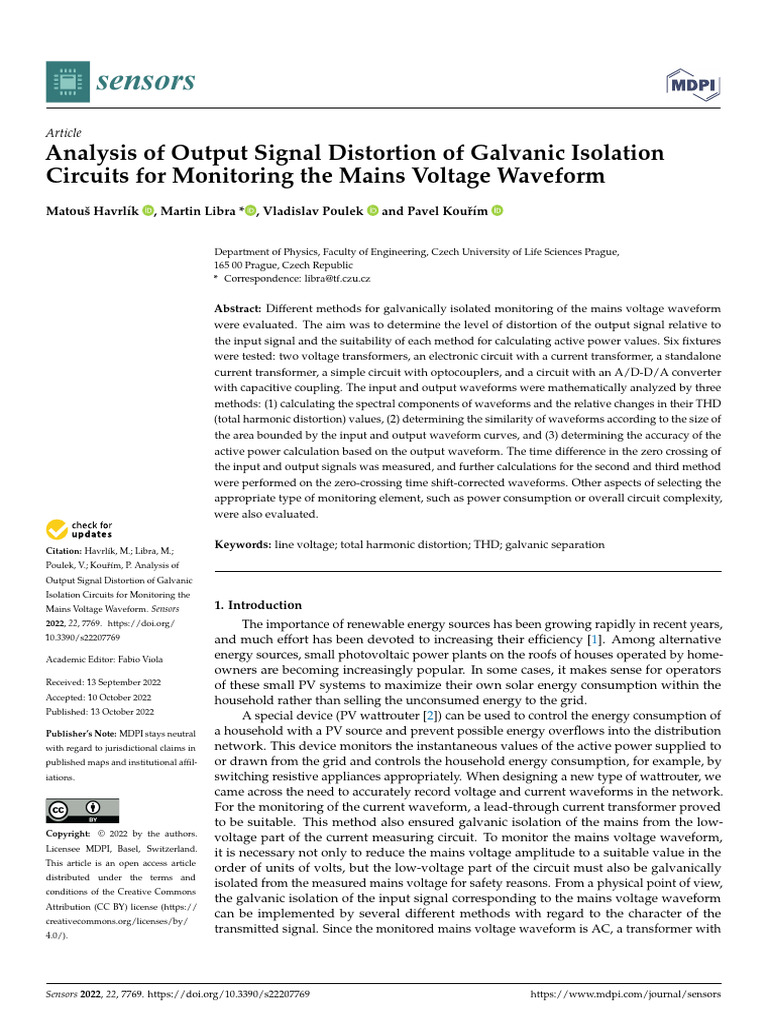Analysis of Output Signal Distortion of Galvanic Isolation Circuits For ...