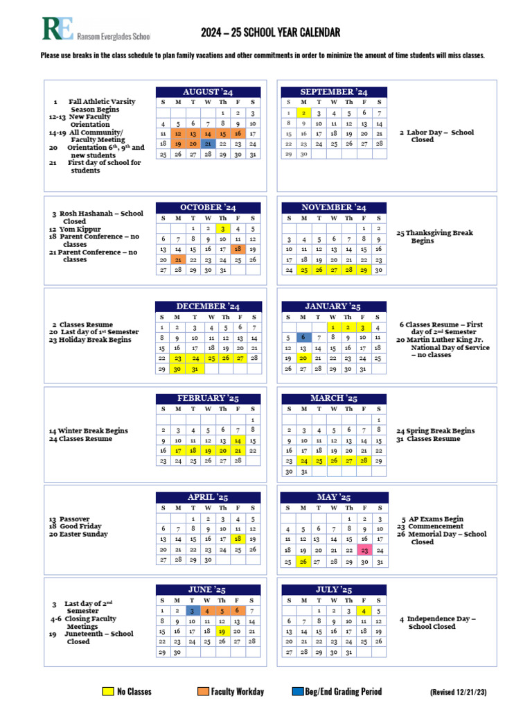 2024-25 School Year Calendar - Final | PDF | Academic Term | Holidays