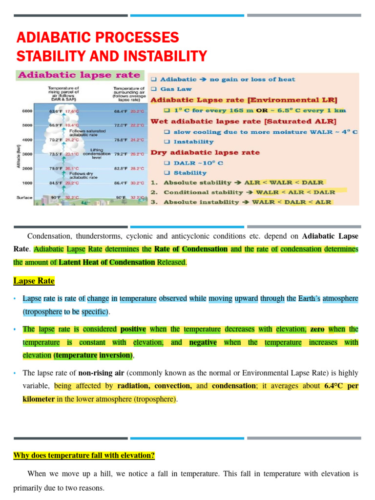 Adiabatic processes and stability and instability | PDF | Troposphere ...