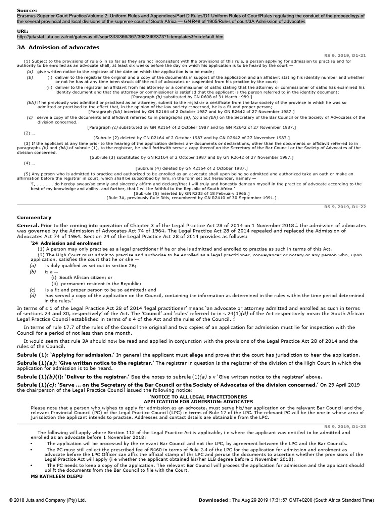 3A Admission of Advocates | PDF | Advocate | Lawyer