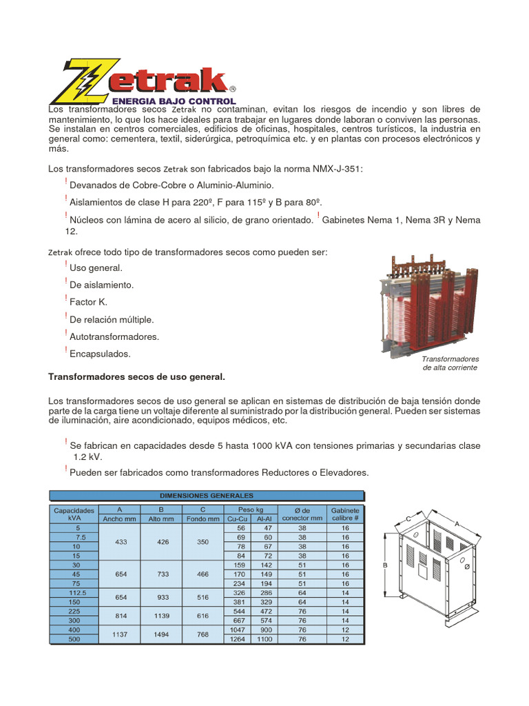 Trafo ZETRAK | PDF | Transformador | Aislador (Electricidad)