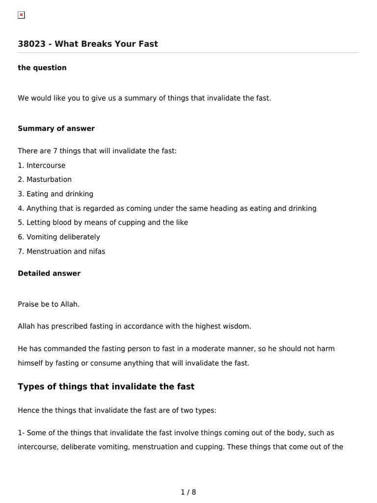 What Breaks Your Fast | PDF | Injection (Medicine)