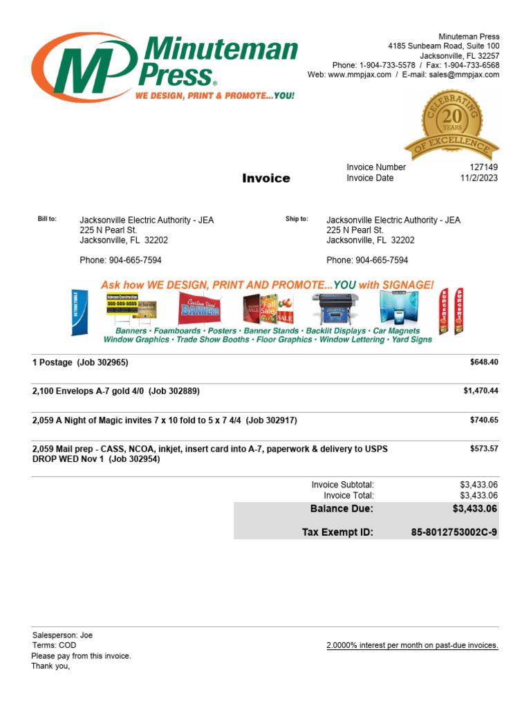 Minuteman Press Invoice | PDF | United States Postal Service ...
