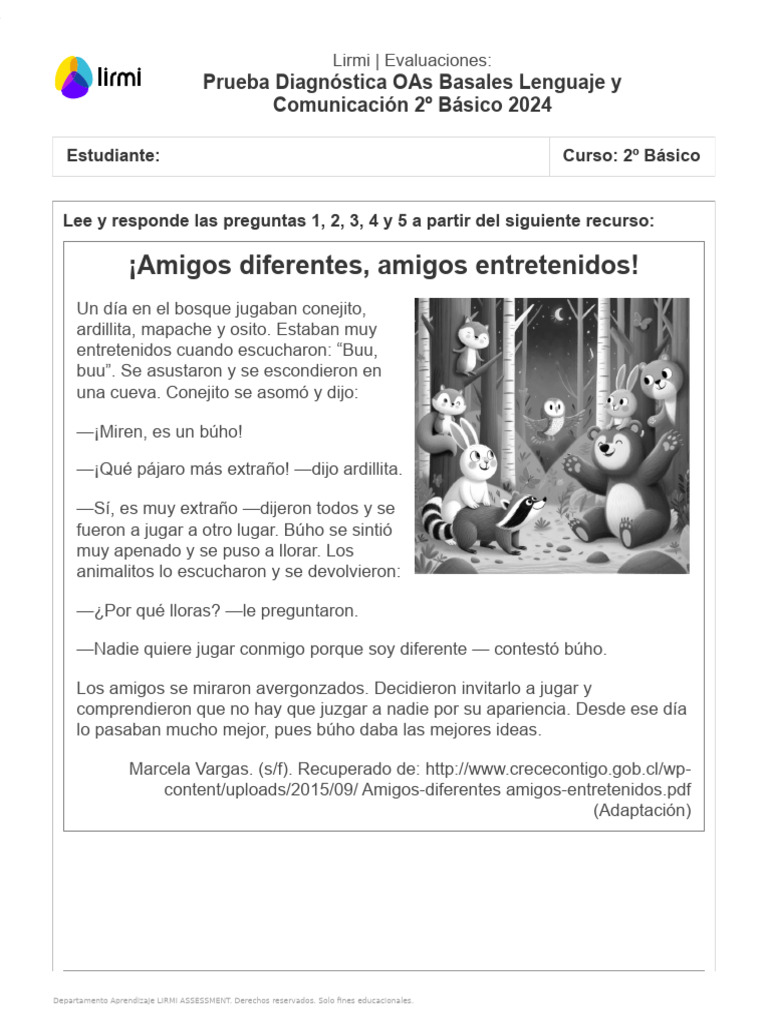 Prueba Diagnostica Oas Basales Lenguaje y Comunicacion 2o Basico 2024 ... Prueba Diagnostica Oas Basales Lenguaje y Comunicacion 2o Basico 2024 ...