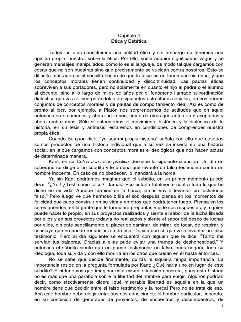 Zátonyi M. Una Estética - Capí Tulo 4 - É Tica y Estética | PDF | Immanuel Kant | Vida futura