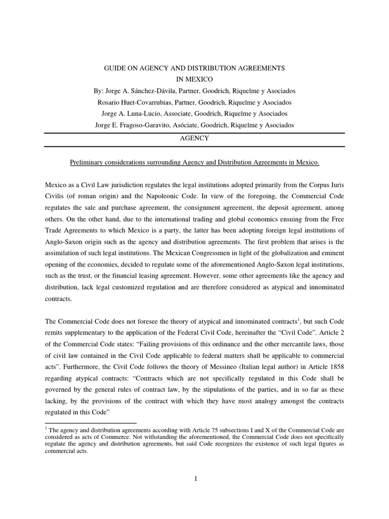 Commercial Agency and Distribution Agreement | PDF | Permanent ...