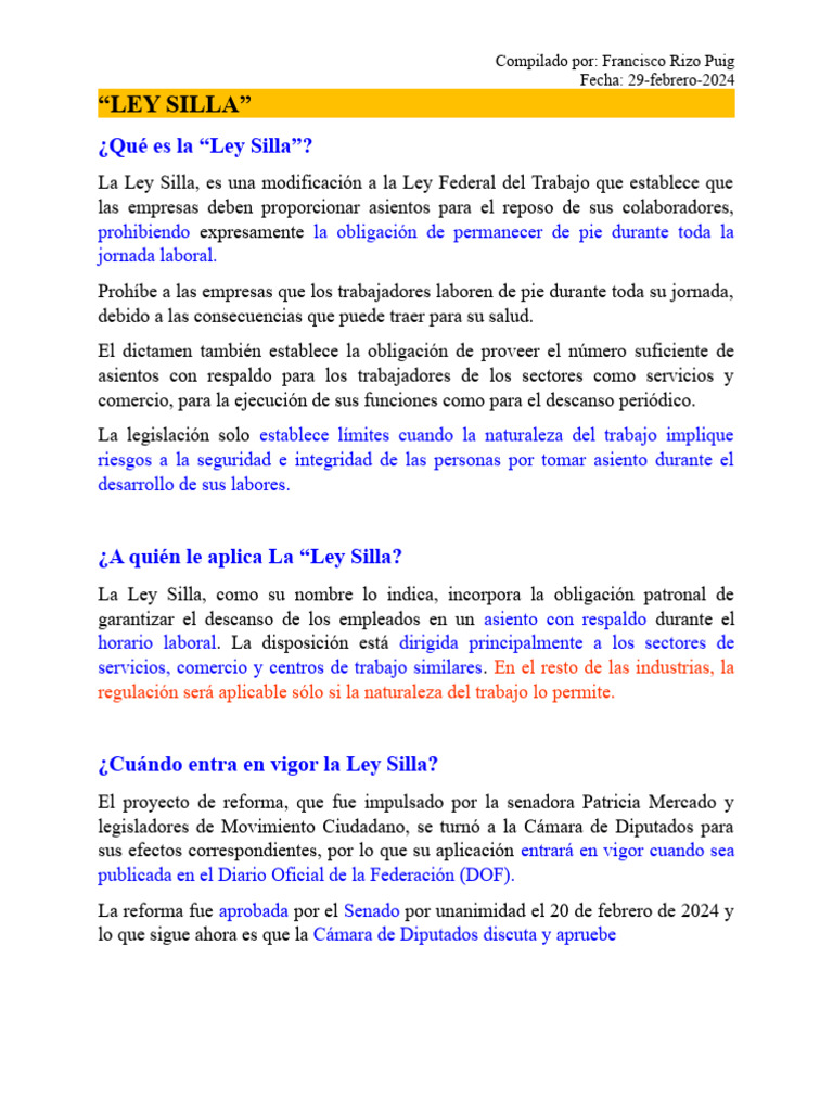 LEY_SILLA-RESUMEN[1] | PDF | Gobierno