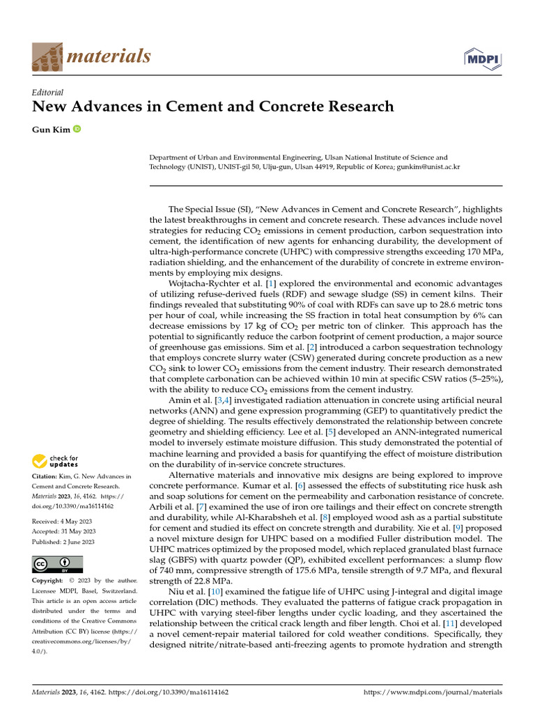 New Advances in Cement and Concrete Research | PDF | Concrete | Cement
