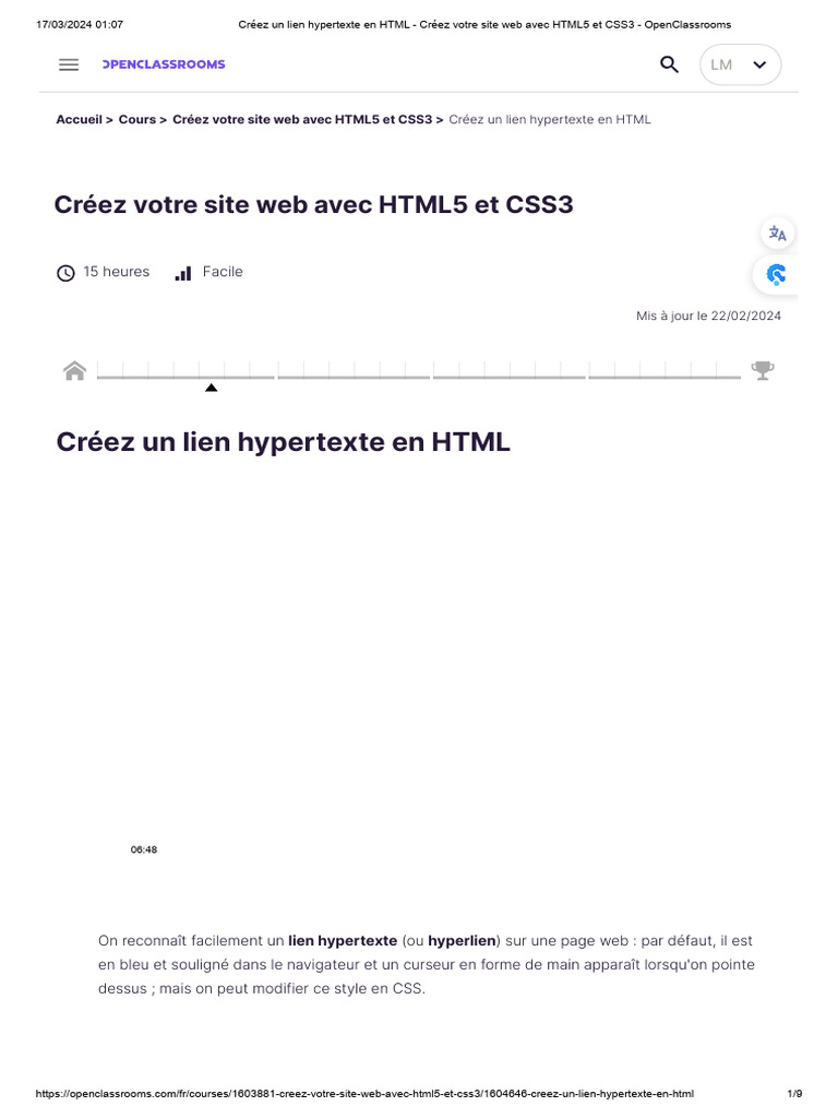 Créer un lien hypertexte en HTML | PDF | Hyperlien | Html