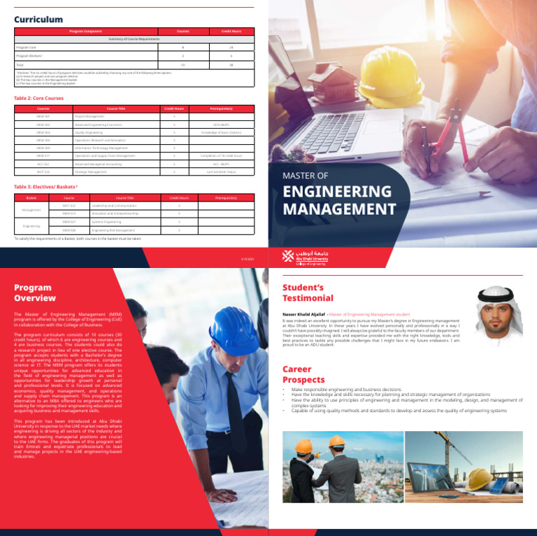 Coe Pg Master of Engineering Management | PDF | Engineering | Economies