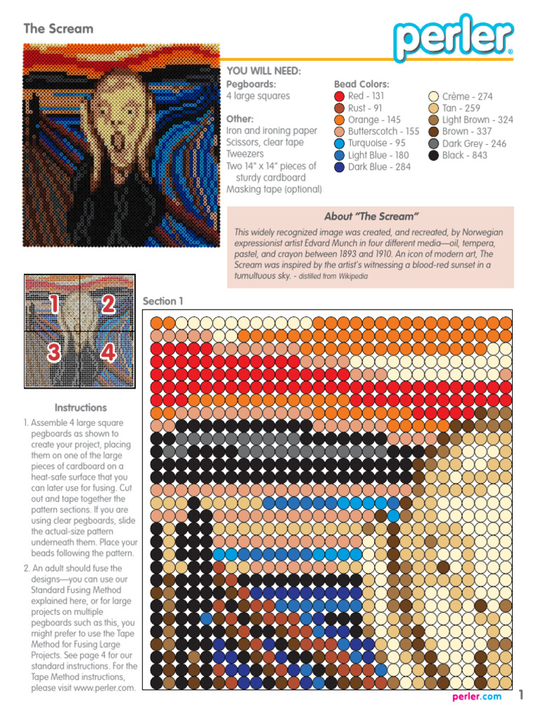 Perler Project Guide - The Scream | PDF | Bead