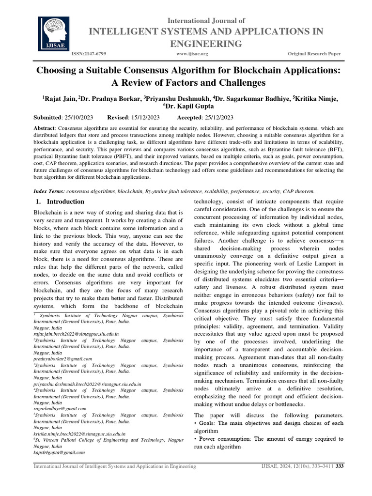 Choosing A Suitable Consensus Algorithm For Blockchain Applications: A Review of Factors and ...