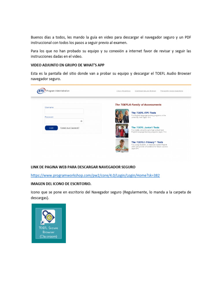 GUIÓN INSTRUCCIONAL TOEFL ITP DIGITAL | PDF | Informática | Ciencias de la Computación