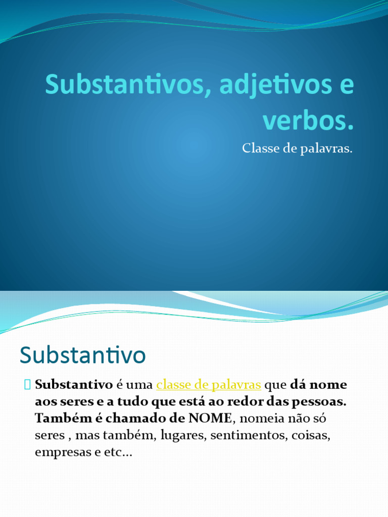 Substantivos, Adjetivos e Verbos | PDF | Pronome | Idiomas